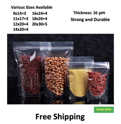 Clear Transparent Bags Stand Up Zip Lock Doy Pouches Bag Resealable ...