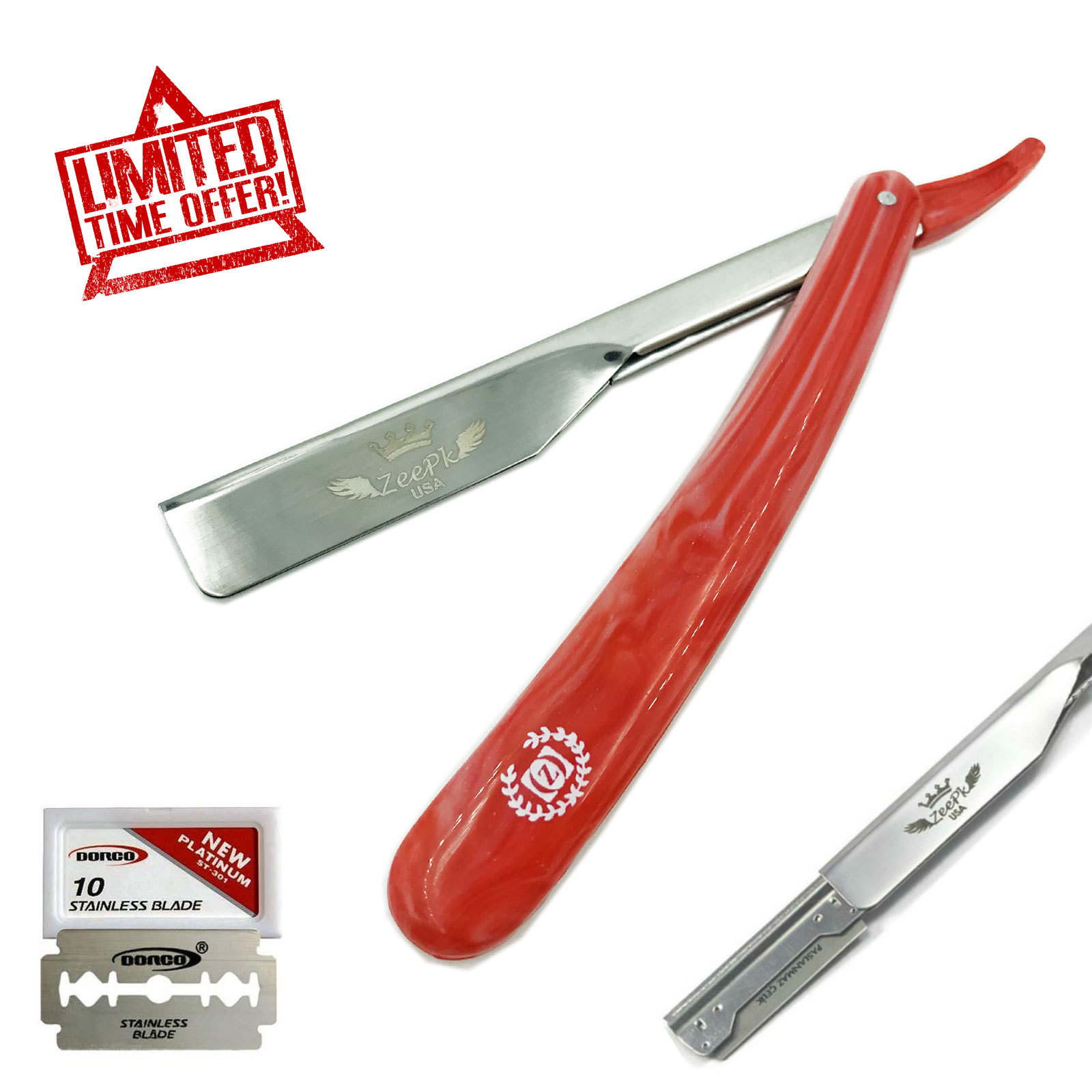 Beard Cut Throat Shavette Straight Barber Razor Rasoir Marble Design ...