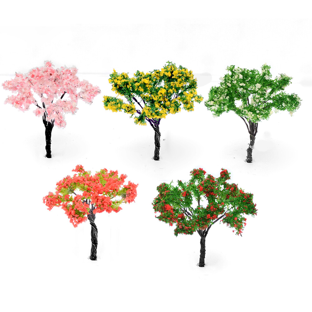 20pcs 2.55" Cherry Blossom Model Tree Miniatures Garden Plants Scenery ...