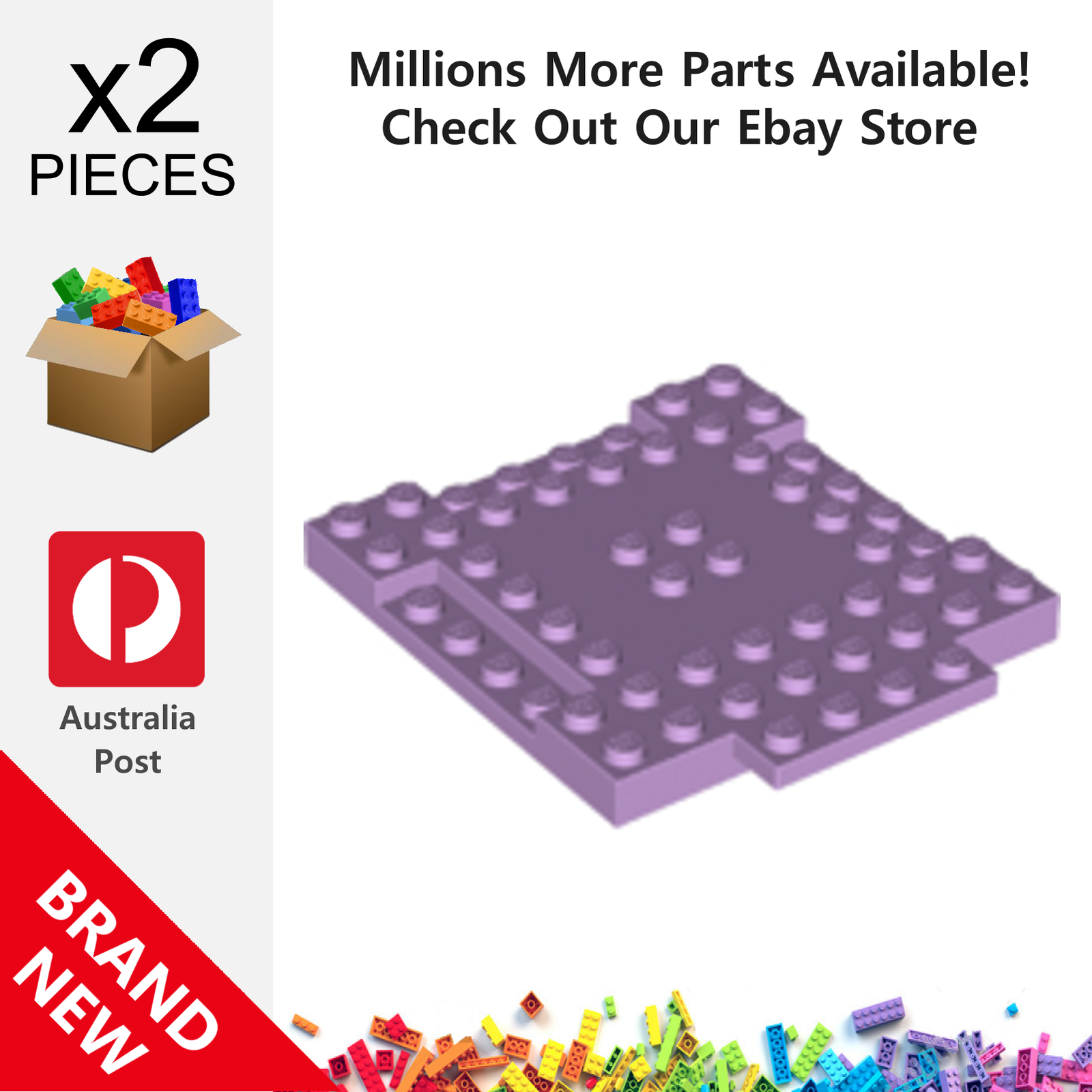 2x Genuine LEGO™ - Modified 8 x 8 x 2/3 with 1 x 4 Indentations Bricks ...