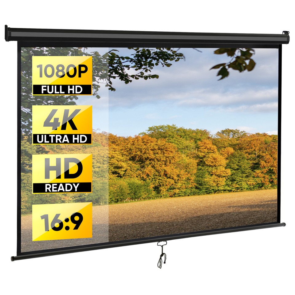80 inch Projector Screen Pull Down Auto-Locking Retractable Indoor ...