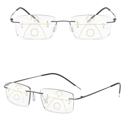 Randlose Multifocus Photochromatisch Lesebrille Titan Gleitsichtgläser ...