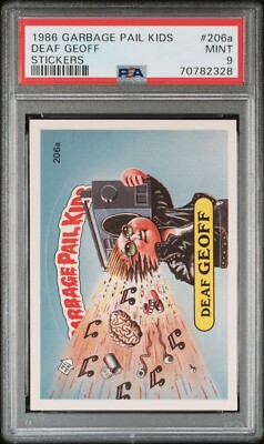 1986 Topps Garbage Pail Kids Stickers #206A Deaf Geoff PSA 9 RARE MINT ...