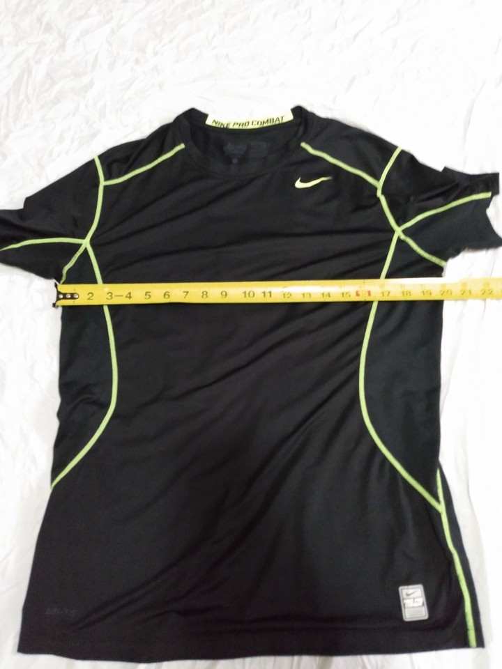 Nike Pro Combat Shirt Mens Large Fitted Neon Black Dri Fit Train ...