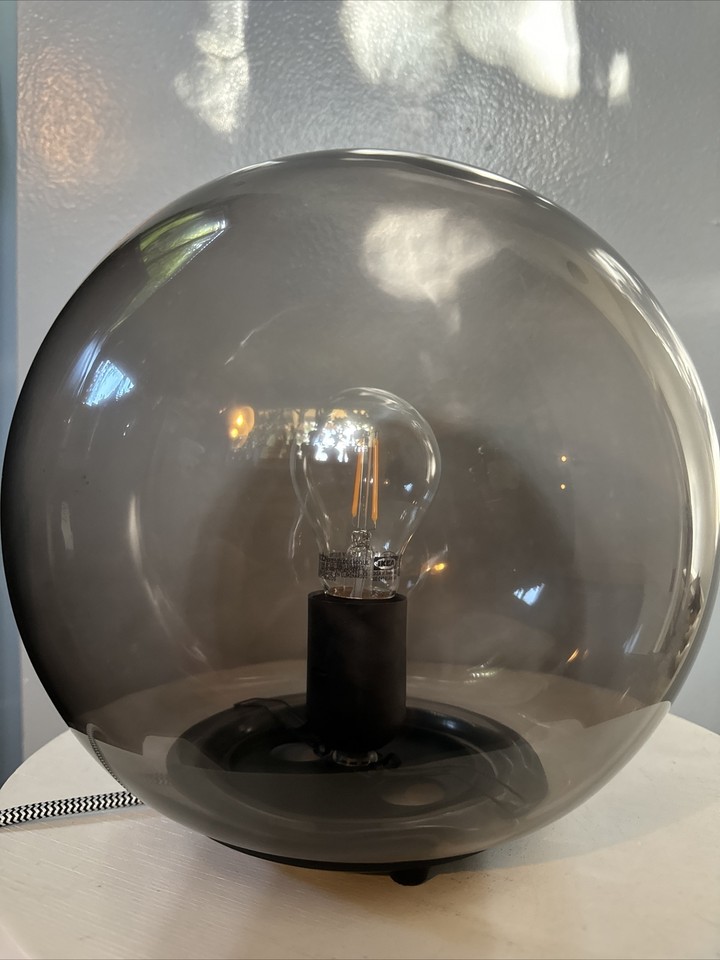 IKEA FADO Table lamp, Glass 10" Black Swiggles Works | eBay