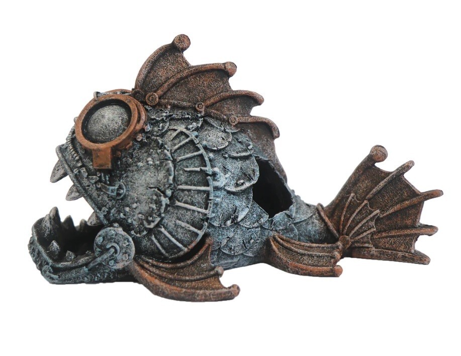 Aquarium Fish Tank Ornament Steam Punk Piranha Angler Fish. 25cm ...