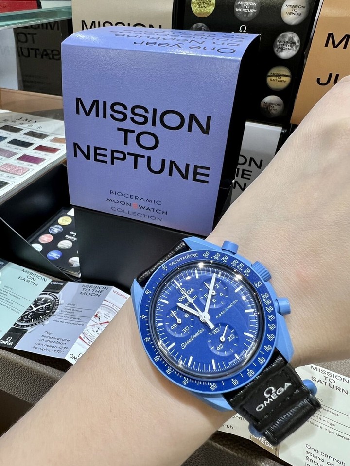 Omega x Swatch MoonSwatch speedmaster Mission To Neptune Watch with Box ...