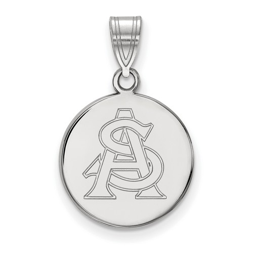 10k White Gold Arizona State Sun Devils School Letters Logo Disc Charm ...