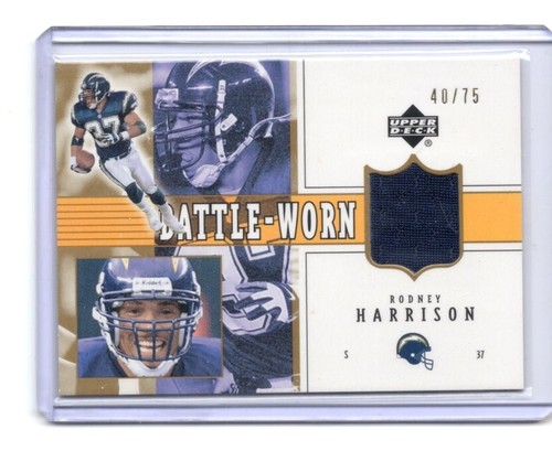 2002 UD Upper DEck Rodney Harrison Battle-Worn GOLD GU JERSEY RELIC 40/ ...