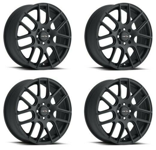 Set 4 14" Vision Street 426H Cross Matte Black Wheels 14x5.5 5x100 Rims ...