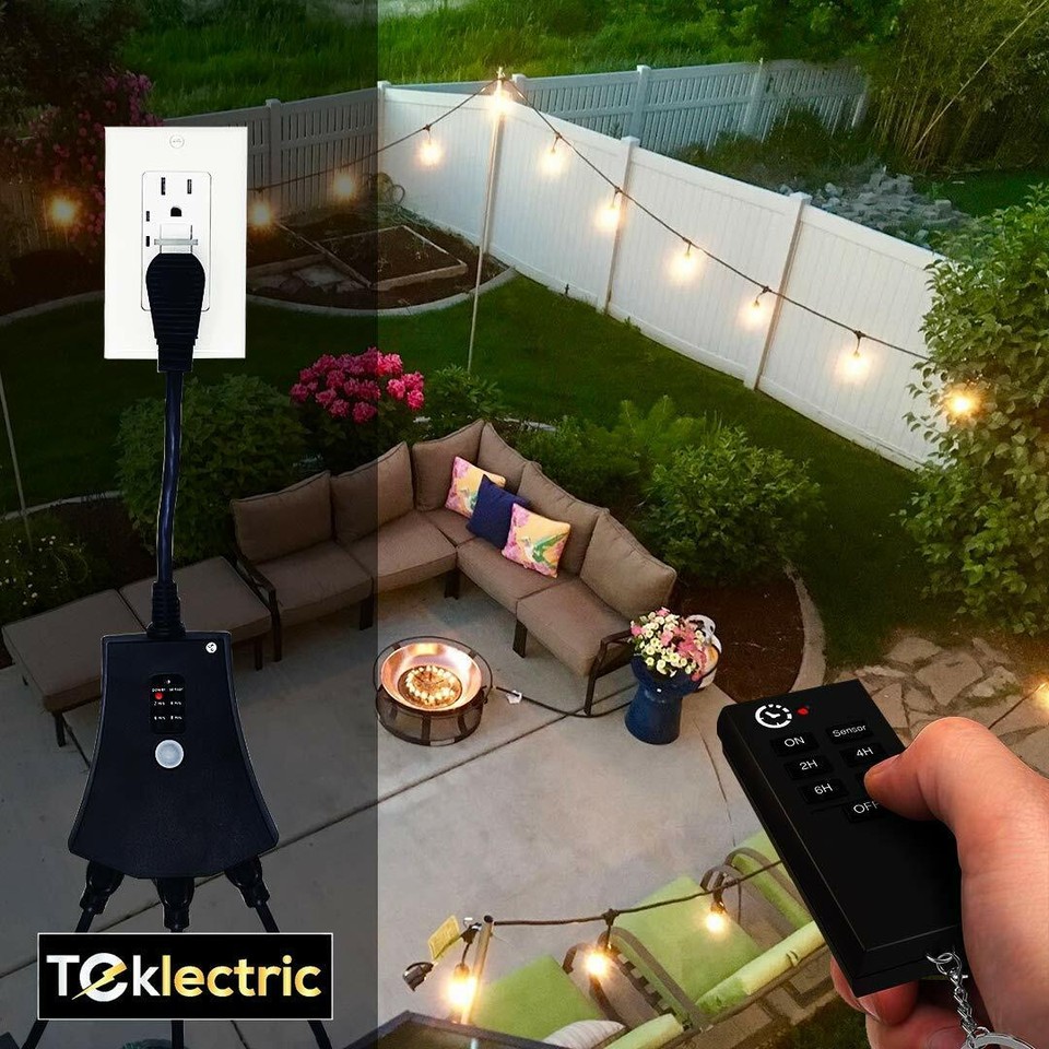 Outdoor Remote Control Outlets w/ Wireless Remote & Countdown Timer ...