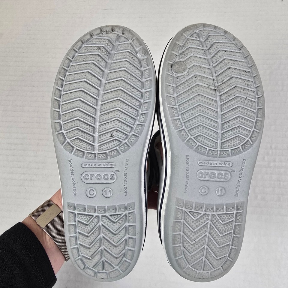Crocs Crocband Sandals Size C11 Gray Navy Water Shoes | eBay