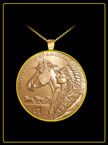 GeetarGizmos INDIAN CHIEF Coin Necklace - authentic 2012 Sacagawea ...