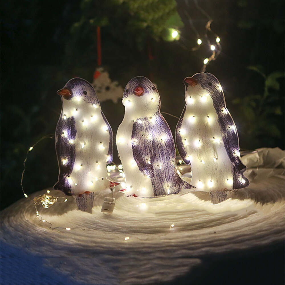 3PCS LED Light Up Acrylic Penguins Decor For Christmas Yard Outdoor ...