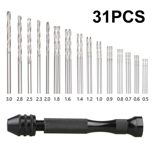 Durable Mini Micro Hand Rotary Tools Set 31PCS Precision Pin Vise Bits ...