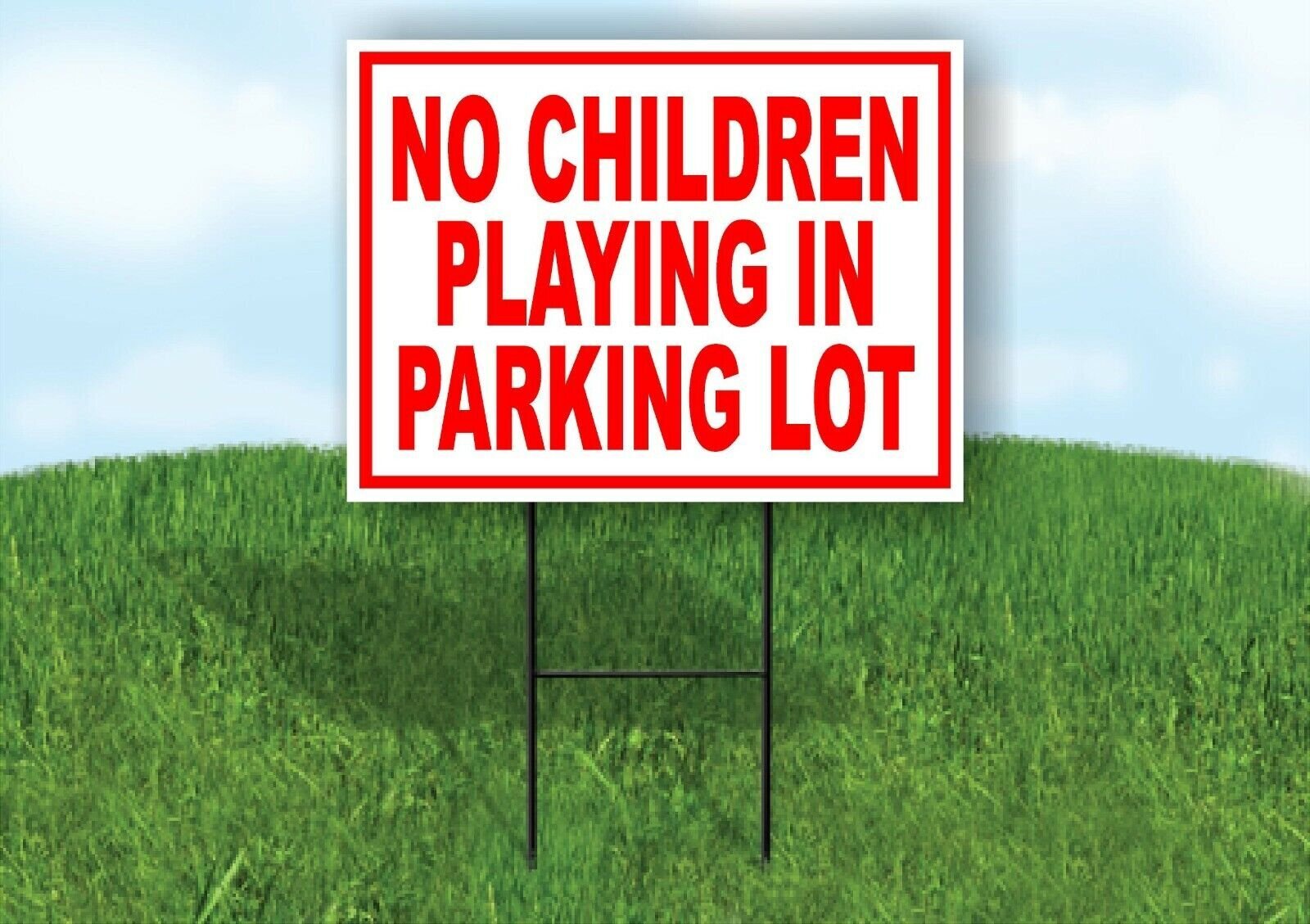NO CHILDREN PLAYING IN PARKING LOT RED Yard Sign Road with Stand LAWN ...