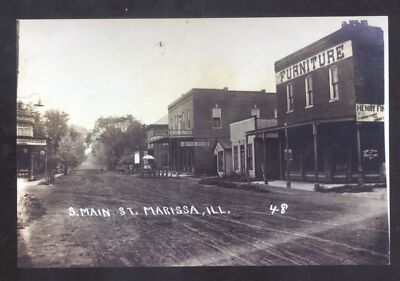 REAL PHOTO MARISSA ILLINOIS DOWNTOWN MAIN STREET SCENE STORES POSTCARD ...