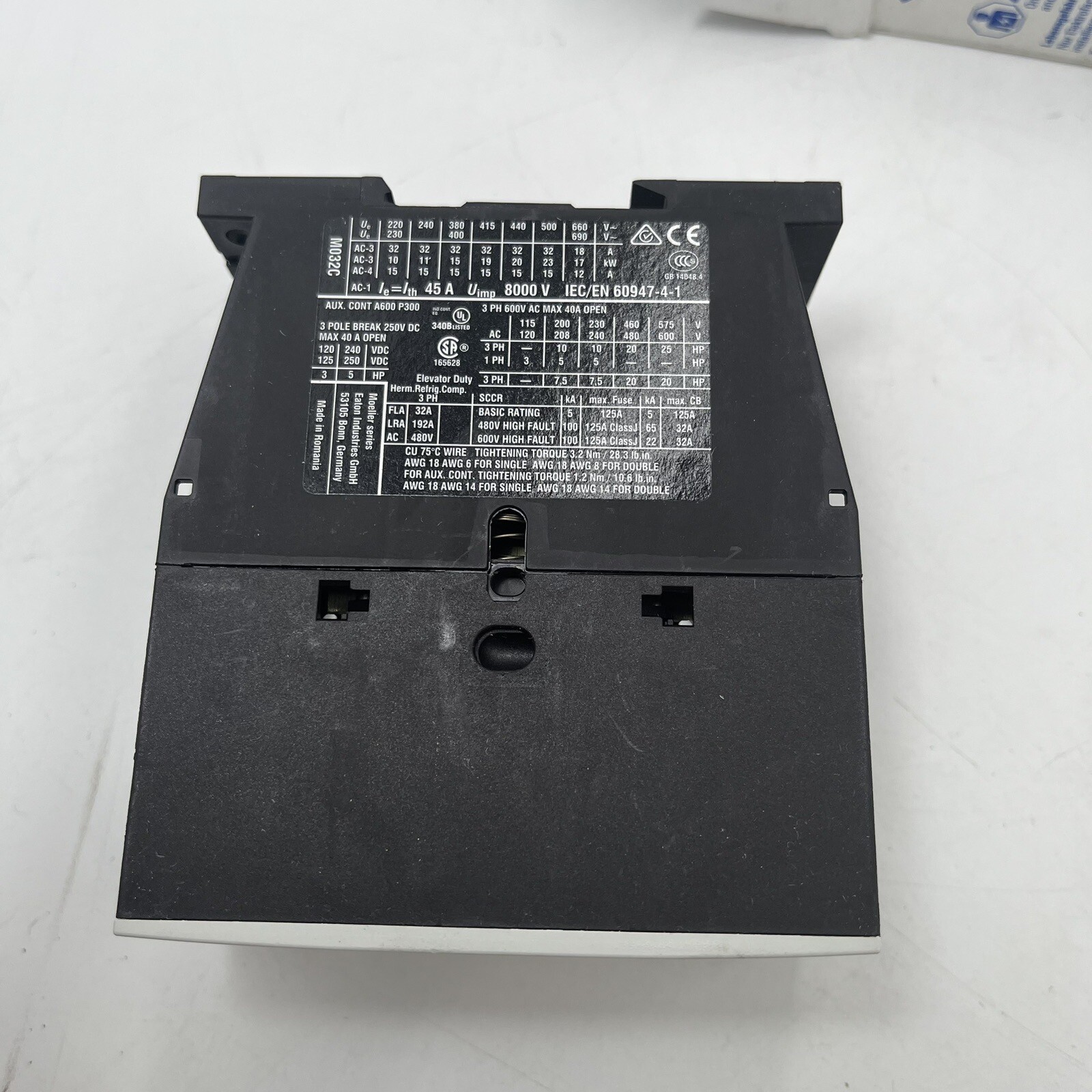 EATON MOELLER DILM32-10 Contactor Cat No. XTCE032C10A 110V Coil New In ...