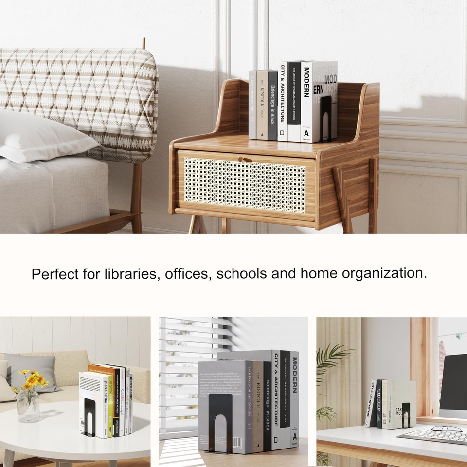 6 Pcs Heavy Duty Metal Bookends for Shelves Book Stoppers for Library ...