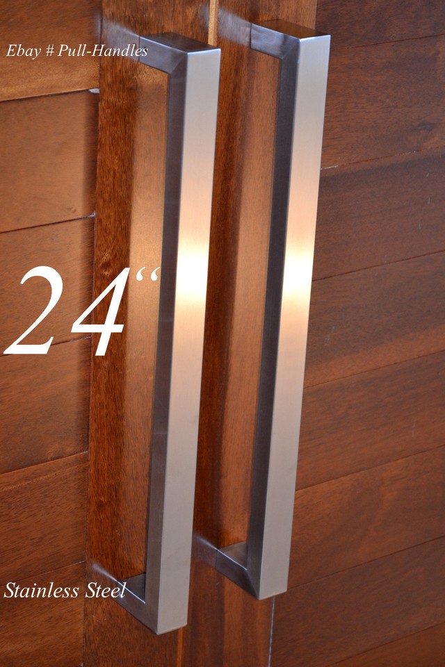 Entry Front Door Pull Square Handle stainless steel brushed satin ...