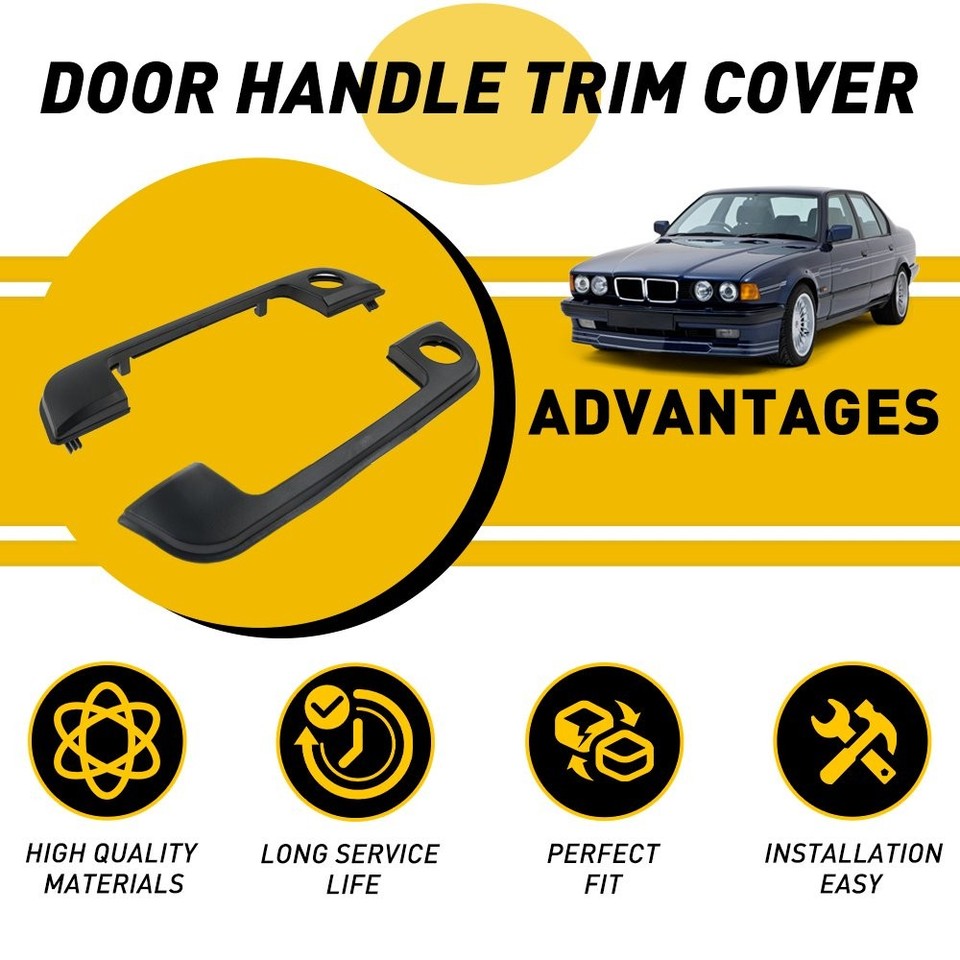 Front LH & RH Exterior Door Handle Trim Cover w/ Seal for BMW E36 E34 ...