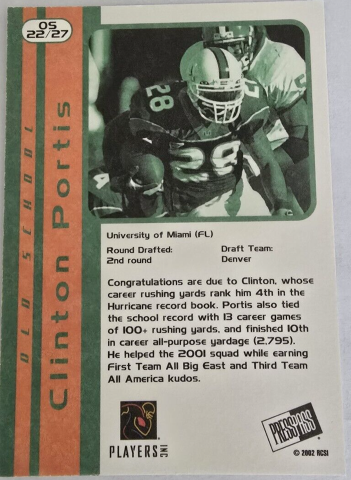 Clinton Portis, 2002 Press Pass JE, Running Back, Card # OS 22/27 | eBay