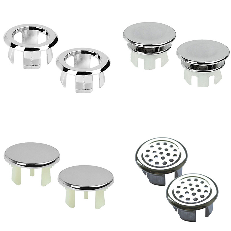 2Pcs Bathroom Basin Sink Overflow Ring Chrome Hole Cover Cap Inserts ...