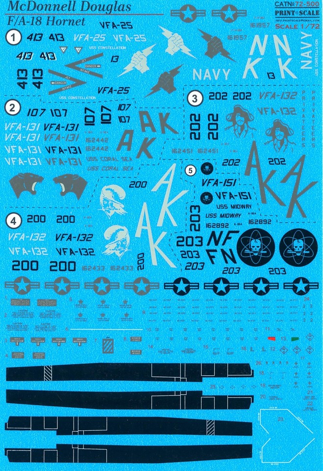 Print Scale Decals 1/72 MCDONNELL DOUGLAS F/A-18 HORNET U.S. Navy ...