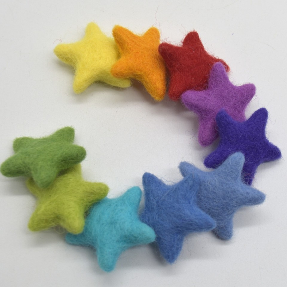 100% Wool Felt Stars - Handmade - Felted Stars - Assorted Colours | eBay