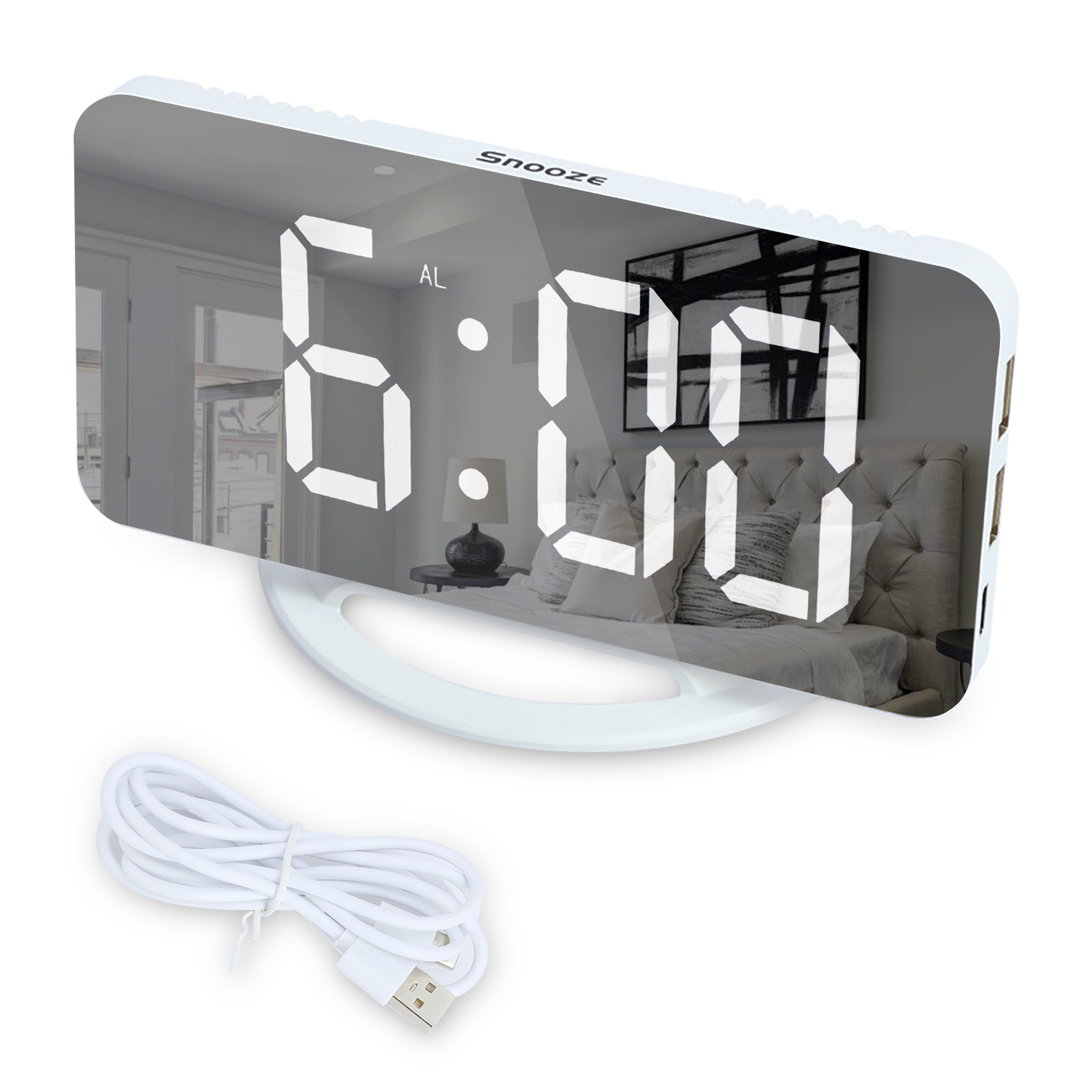 Bedside Digital Clock LED Display Desk Table Time Temperature Alarm ...
