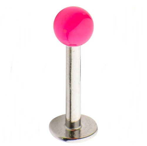 Labret Chin Stud w/Acrylic 5mm Pink Dark Ball 14 Gauge 3/8" Steel | eBay