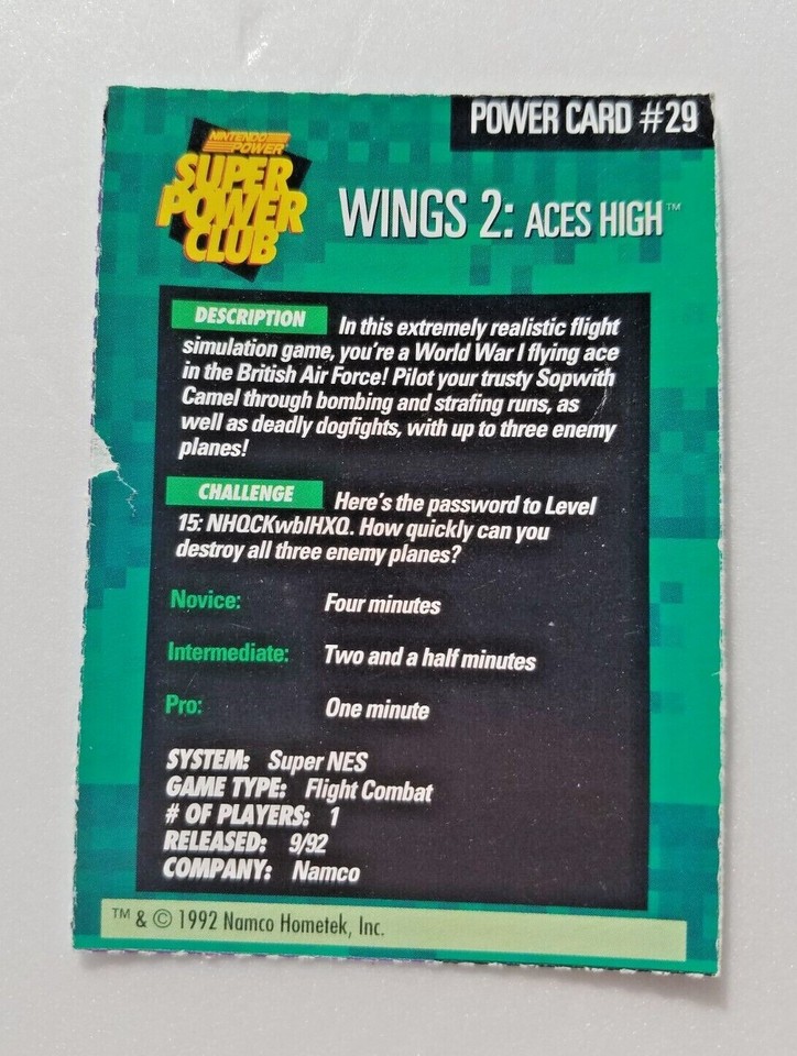 Nintendo Power - Super Power Club Cards - You Pick (from drop-down ...