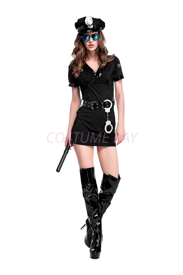 Men's Police Officer Costume Cop FBI Agent Uniform Fancy Dress Outfit ...