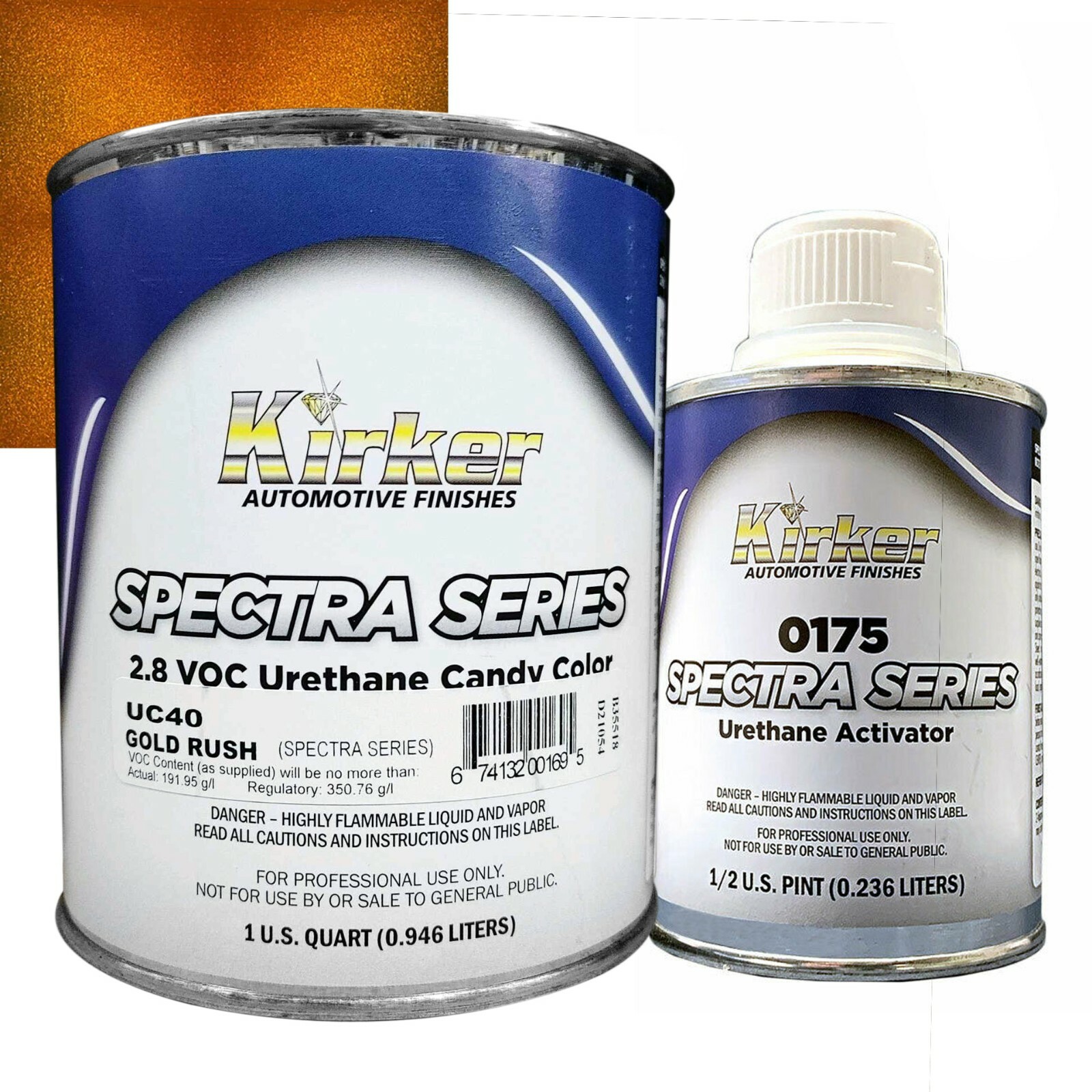 1 qt Kirker Spectra Series Candy Color Car Paint Gold Rush UC40 ...