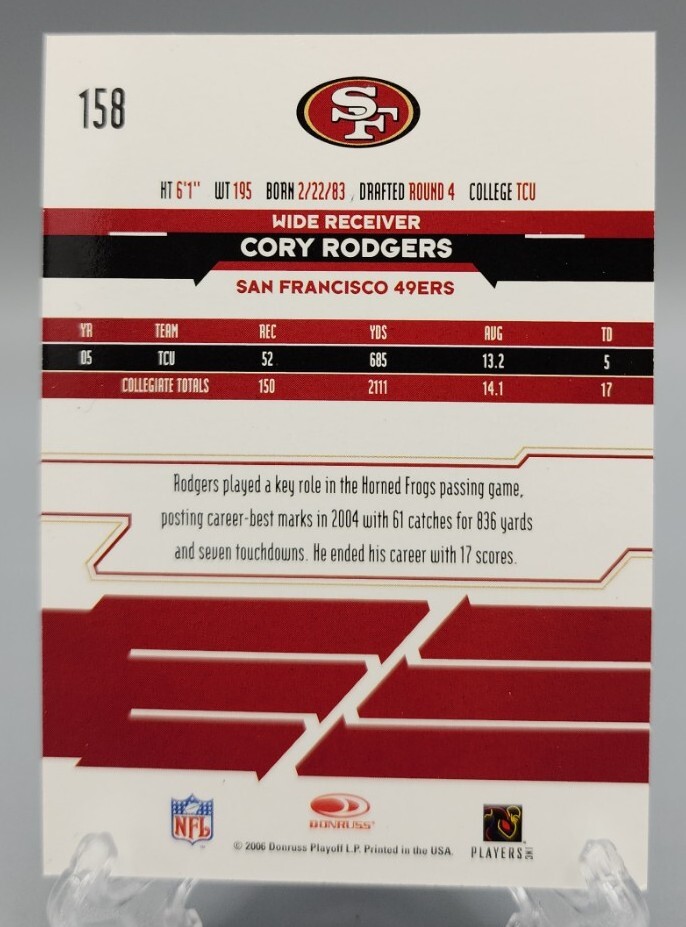 Cory Rodgers, 2006 Leaf Rookies and Stars Longevity Target, #158 20/99 ...