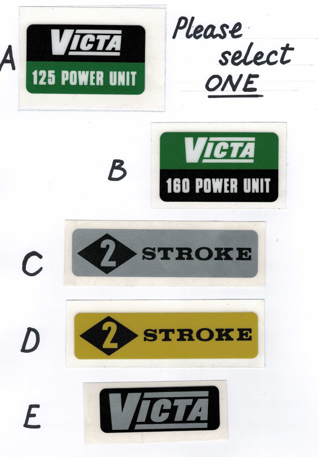 Victa Vintage Mower Power Unit 125cc / 160cc and 2 Stroke Repro Decals ...