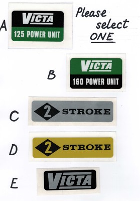 Victa Vintage Mower Power Unit 125cc / 160cc and 2 Stroke Repro Decals ...