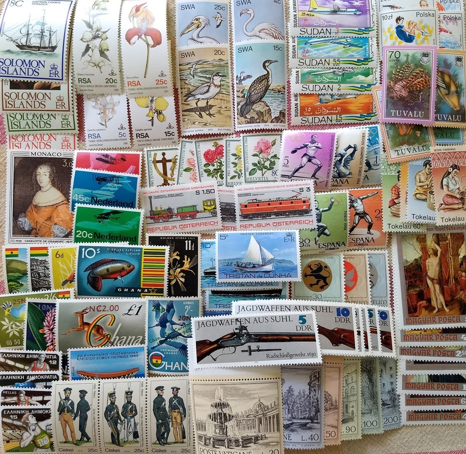 Worldwide Stamp Collection Mint - 600 Different from 100 Countries in ...