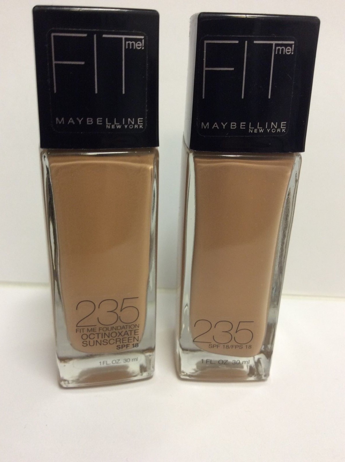 2 X Maybelline Fit Me Liquid Foundation Pure Beige #235 SPF 18, 1 Oz ...