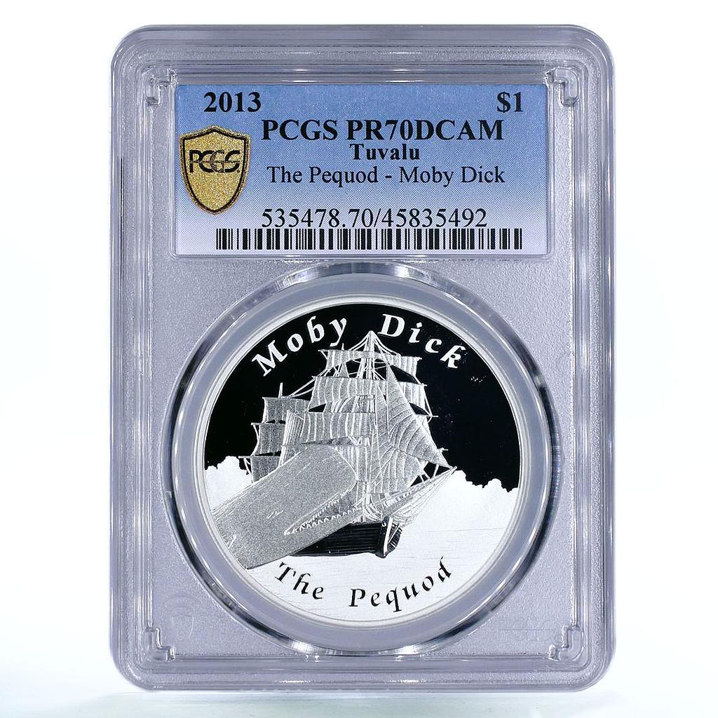 Tuvalu 1 dollar The Pequod Moby Dick Ship Clipper PR70 PCGS silver coin ...