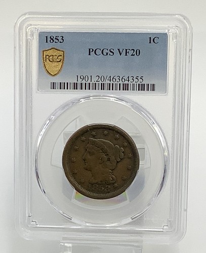 1853 US Large Cent Copper Penny Graded by PCGS VF 20 | eBay