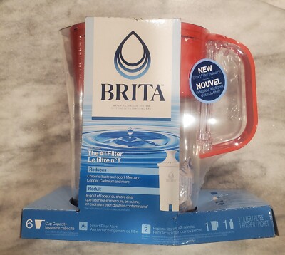 BRITA Water Filter System Pitcher- Red- W/ Filter- 6 Cup - Space Saver ...