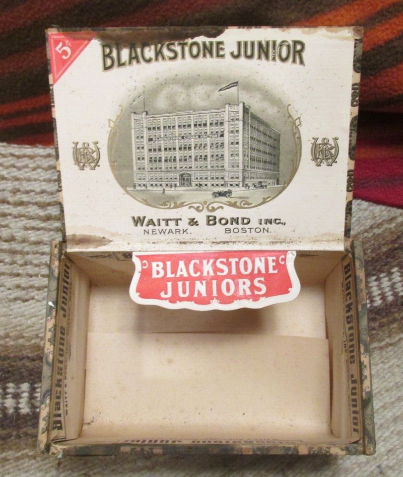 vintage wood cigar box Blackstone Juniors factory #3 Waitt & Bond ...