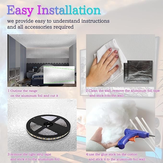 Thunder Cloud Light DIY LED Kit Music Sync Multicolor Lightning Room ...