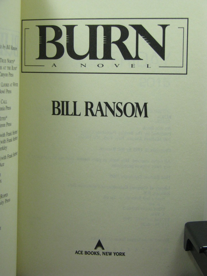 1st, Burn by Bill Ransom (1995) bioterrorism thriller 9780441002467 | eBay
