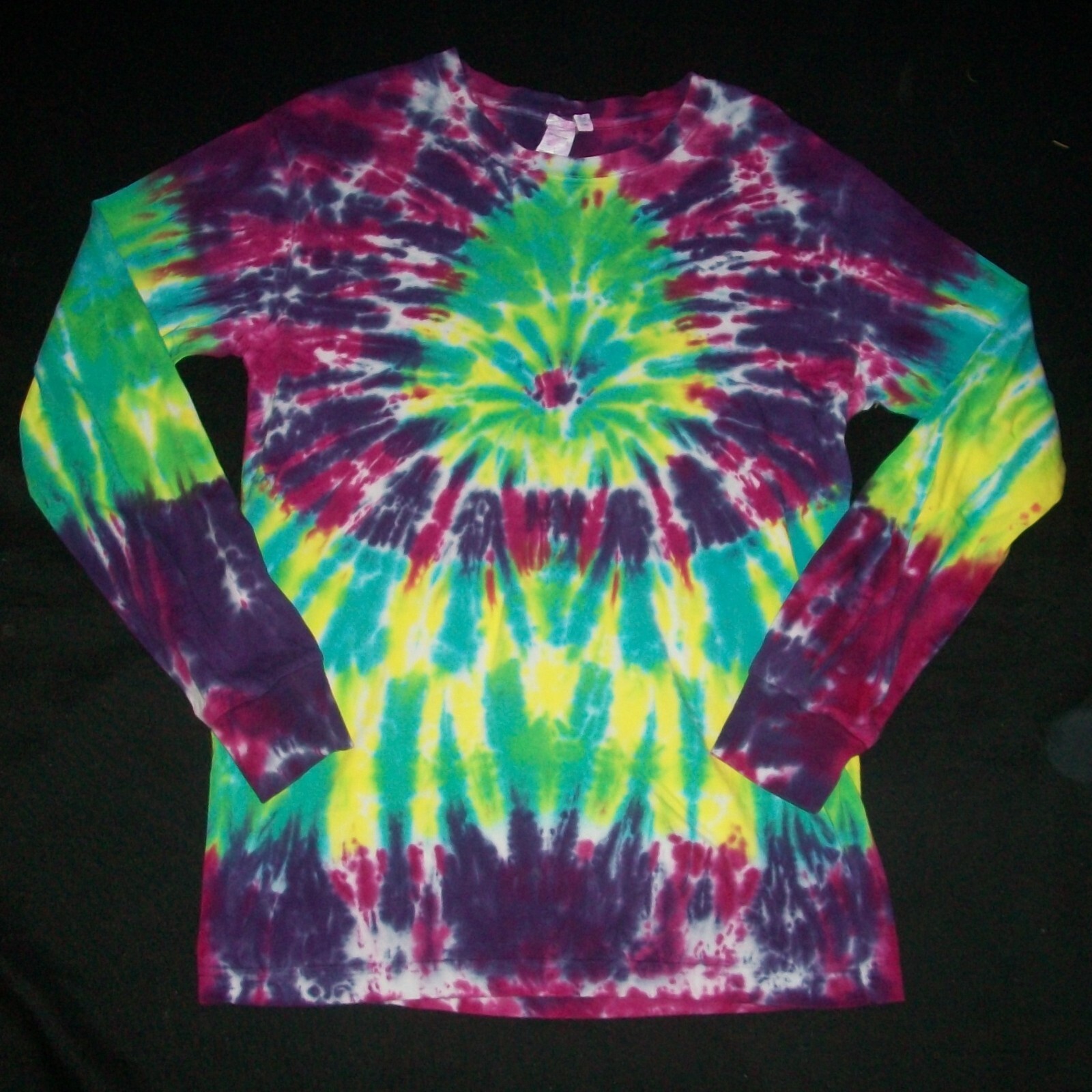Organic Tie Dye Long Sleeve Shirt Small Bright Sunburst Hippie Tye Dyed ...