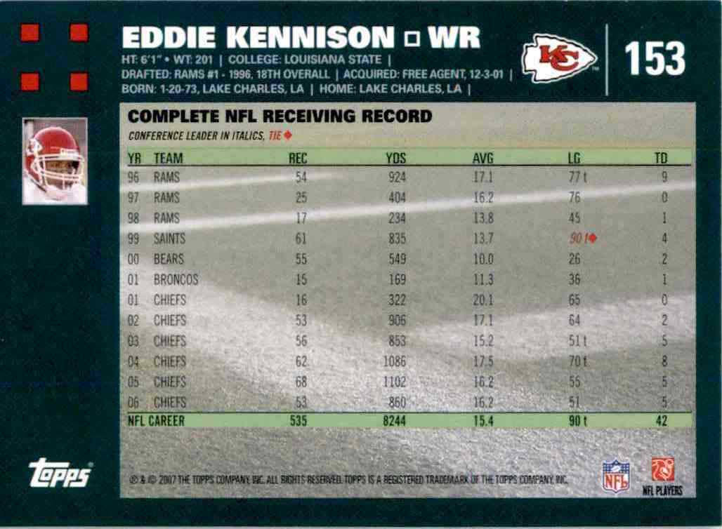 2007 Topps - #153 Eddie Kennison for sale online | eBay
