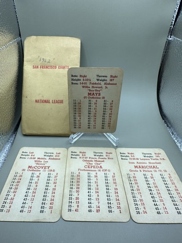 SAN FRANCISCO GIANTS APBA Original 1962 20 Card Set- VG/EX - MAYS ...