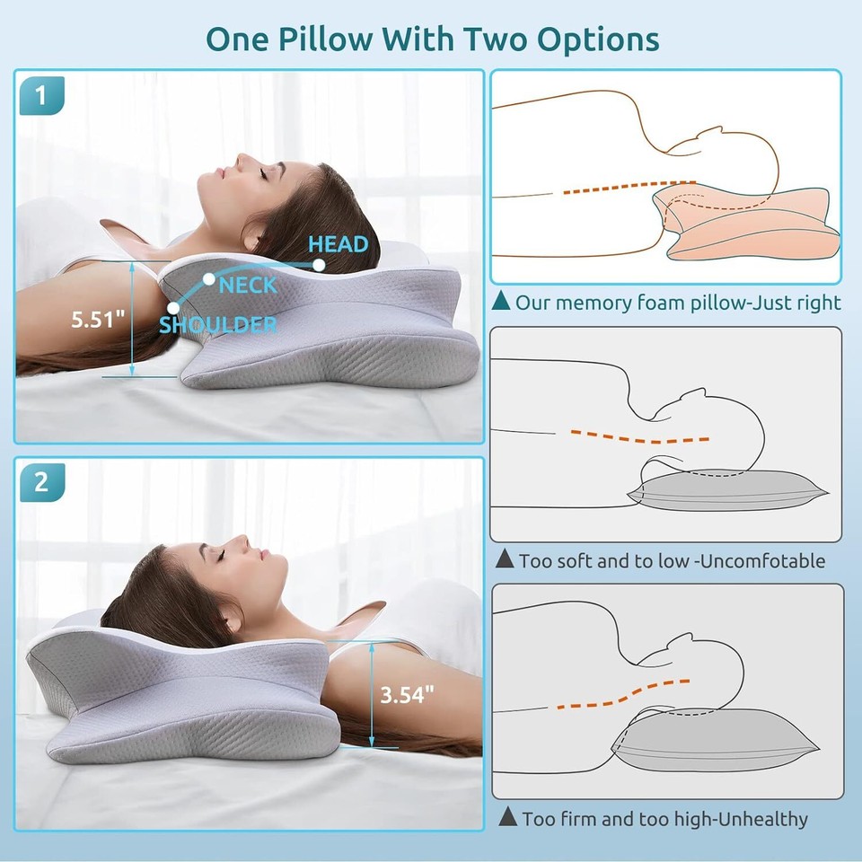 Cervical Pillow for Neck and Shoulder,Contour Memory Foam Pillow ...