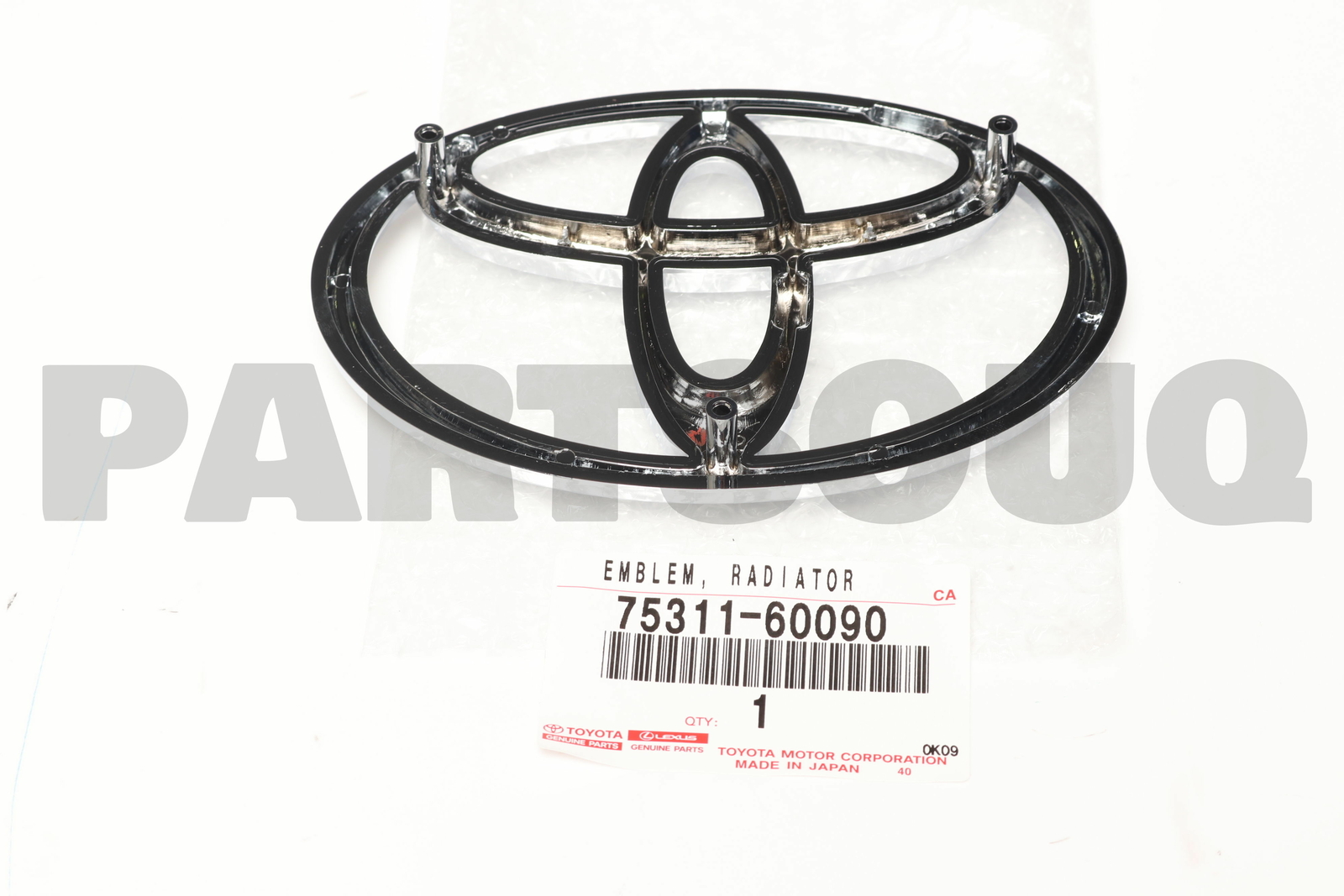 7531160090 Genuine Toyota EMBLEM, RADIATOR GRILLE (OR FRONT PANEL ...